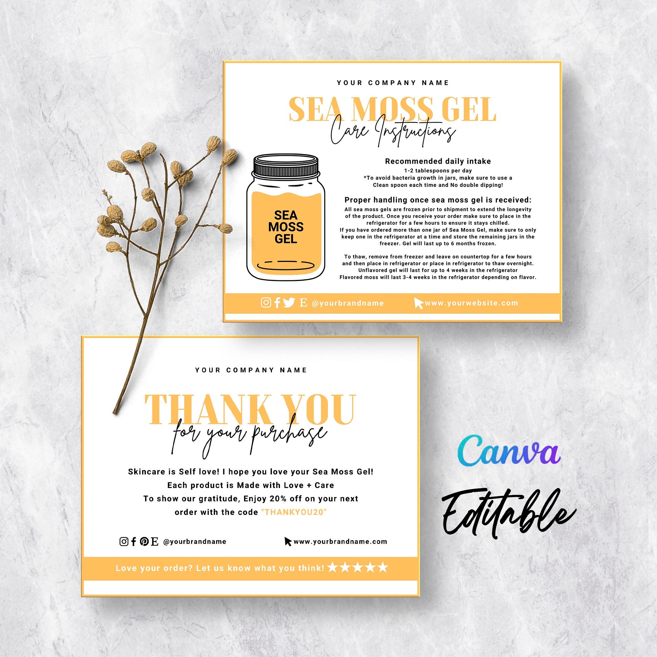 Sea Moss Gel Care Card, Sea Moss Gel, Sea Moss Jar, Sea Moss Package ...