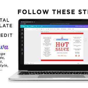 Hot Sauce Label Template, Design for Hot Sauce, Hot Sauce 5oz Bottle ...