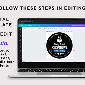 Printable Rice Bowl Label, Food Packaging Label, Take-out Label, Take ...