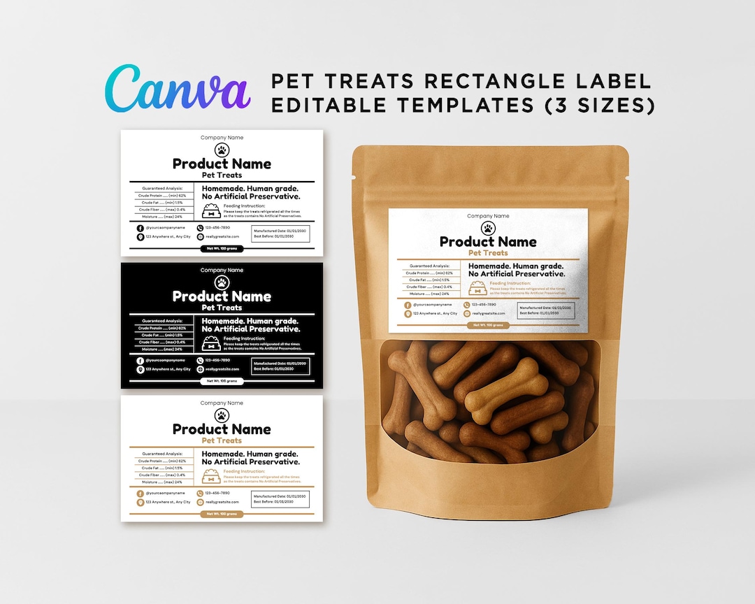 Rectangle Pet Food Labels, Dog Treats Packaging, Pet Treats Pouch ...