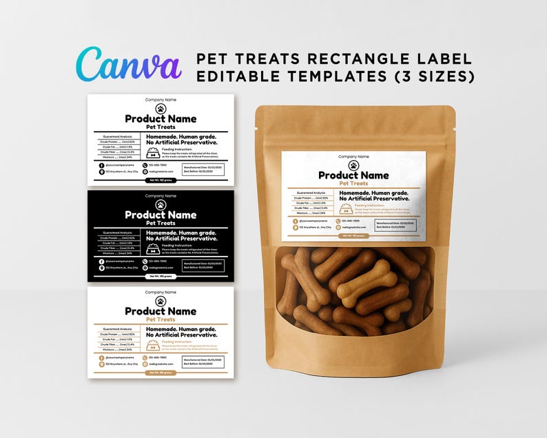 Rectangle Pet Food Labels, Dog Treats Packaging, Pet Treats Pouch ...