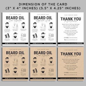 Beard Oil Care Card, Beard Oil Application Guide, Beard Care Gift Set ...