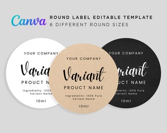 Editable Round Label for Jam Jar, Round Labels for Canning, Round Label ...