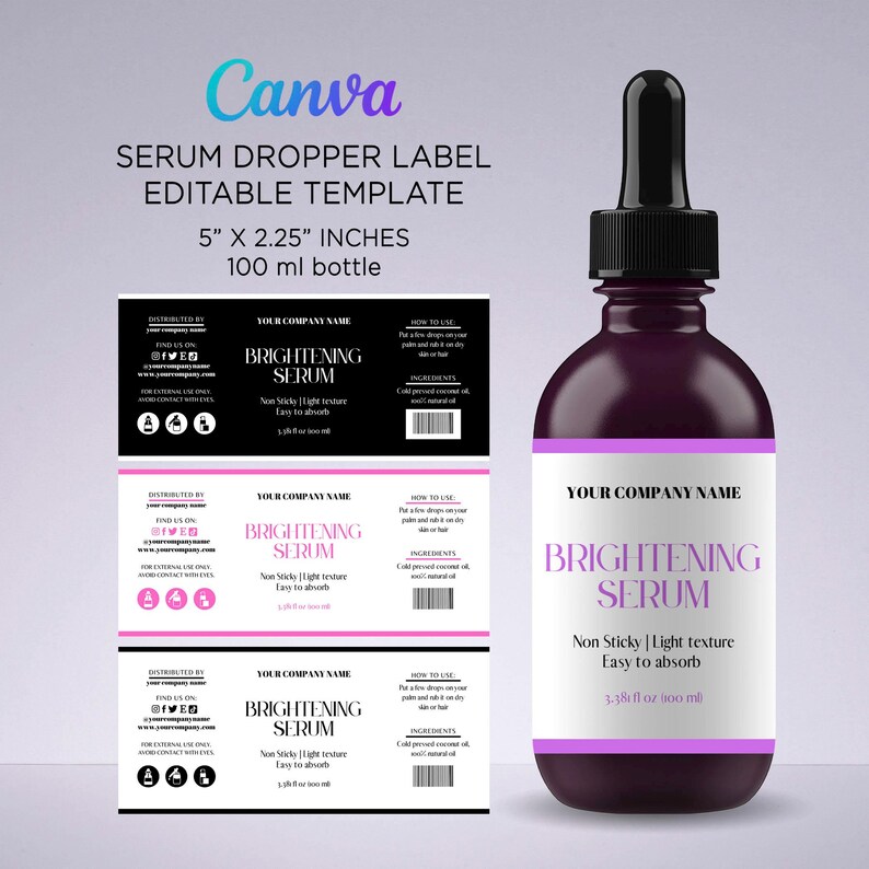 Printable Serum Label, Dropper Oil Labels, Serum Oil Labels, Dropper ...