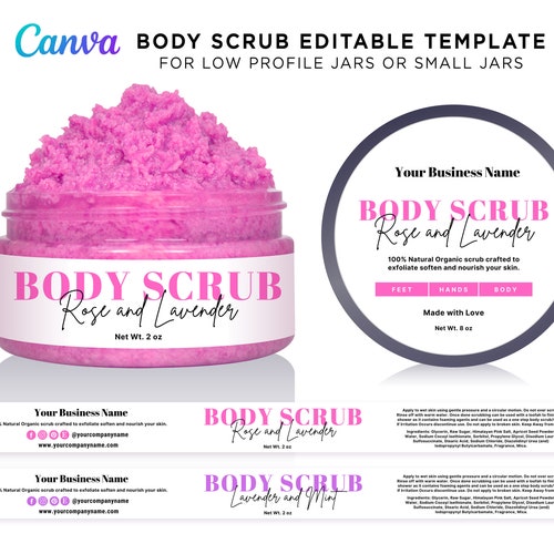 Printable Bath Body Scrub Label for Low Profile Jars Small - Etsy