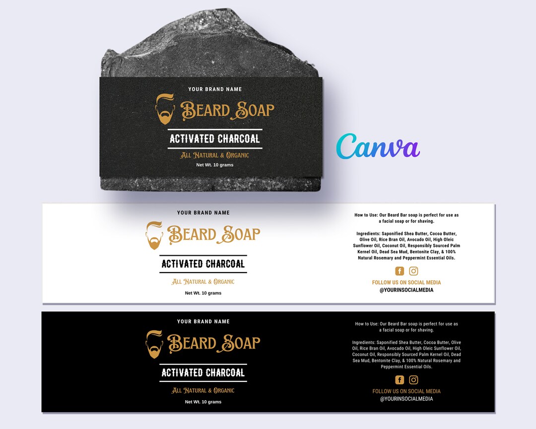 Printable Beard Soap Label Design, Men Soap Wrap Label, Beard Care Wrap ...