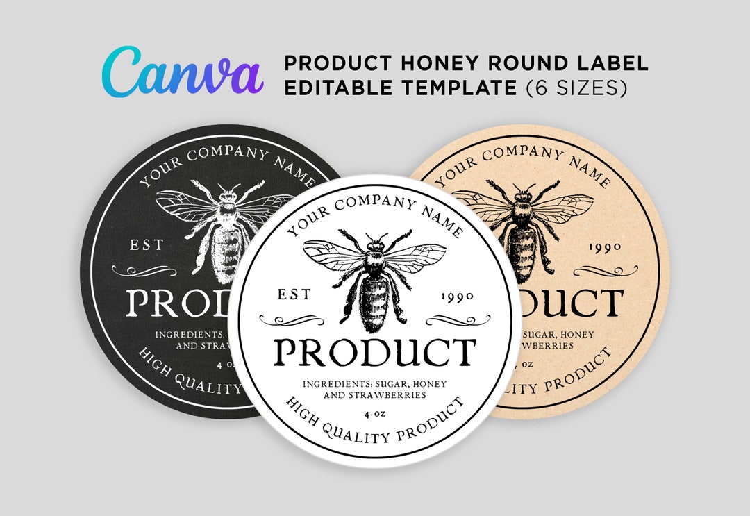 Honey Labels, Homemade Product Label, Mason Jar Labels, Honey Round ...