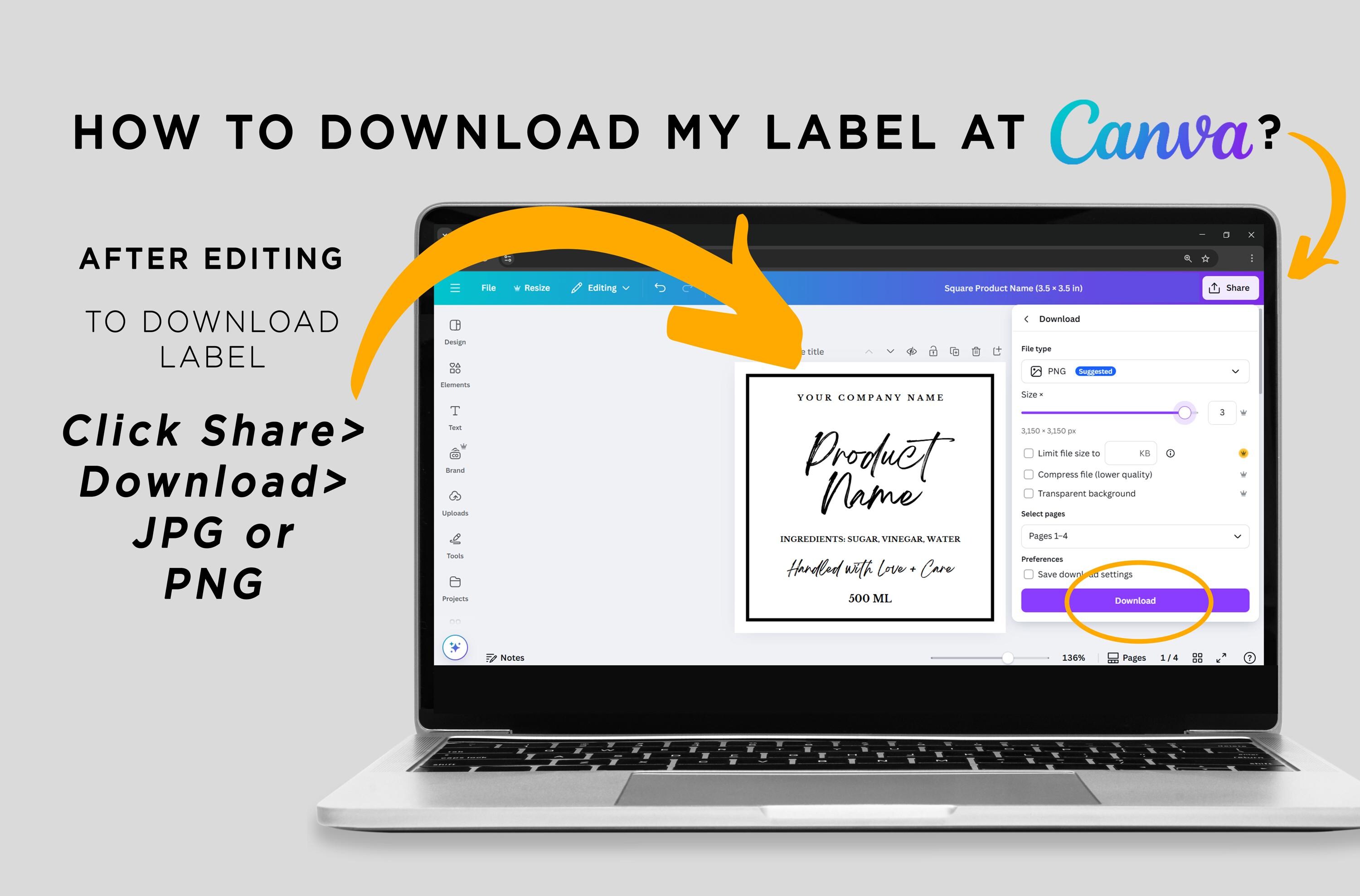 Square Editable Square Product Label Template, Minimalist Jar and ...