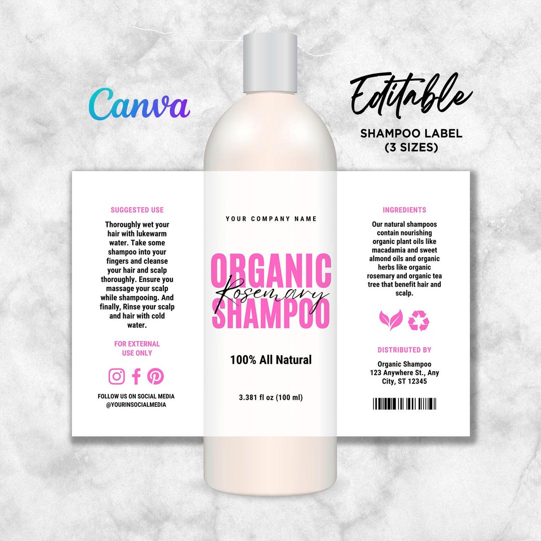 Organic Shampoo Label Design, All Natural Shampoo Bottle Stickers ...