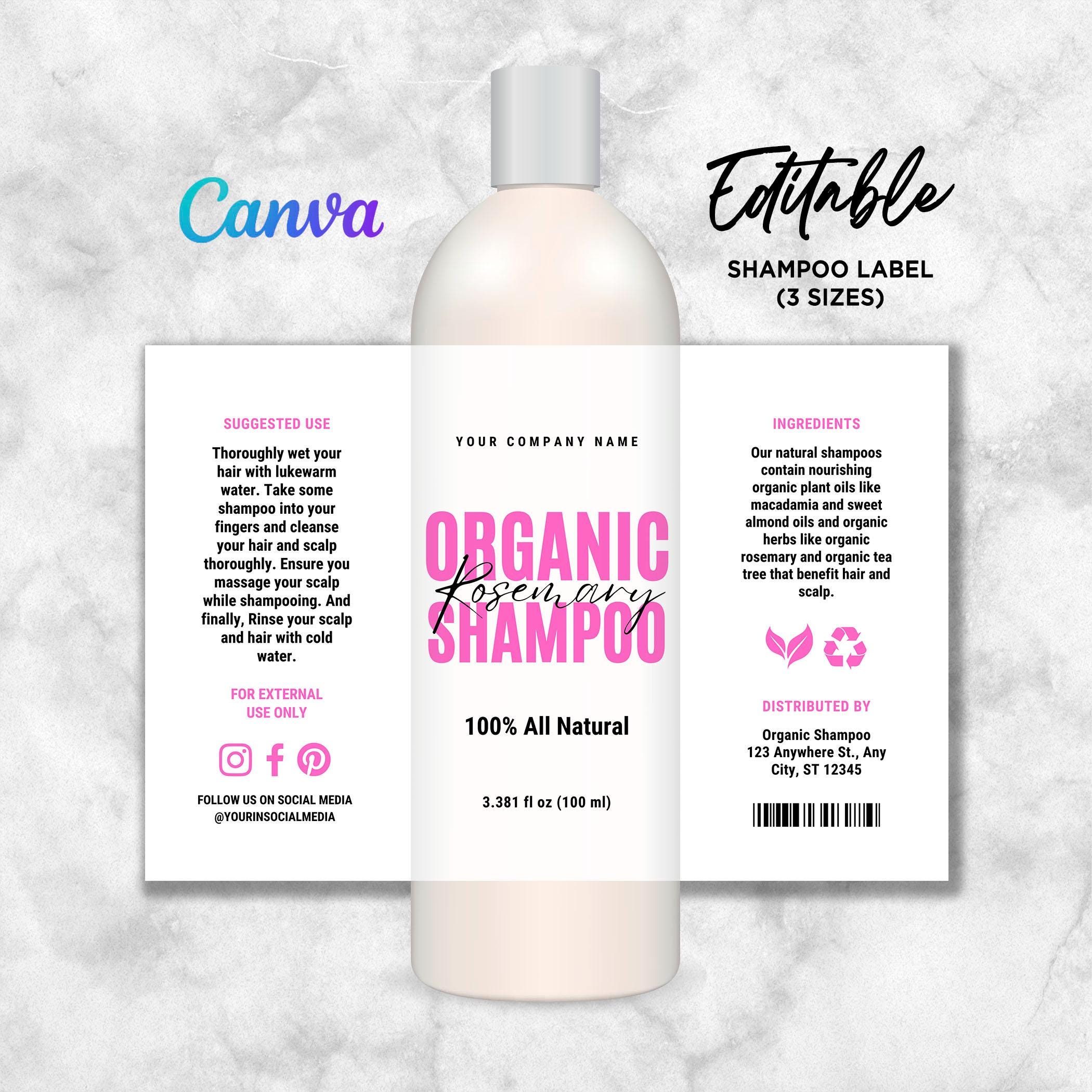 Organic Shampoo Label Template Canva, Editable Hair Care & Cosmetic ...