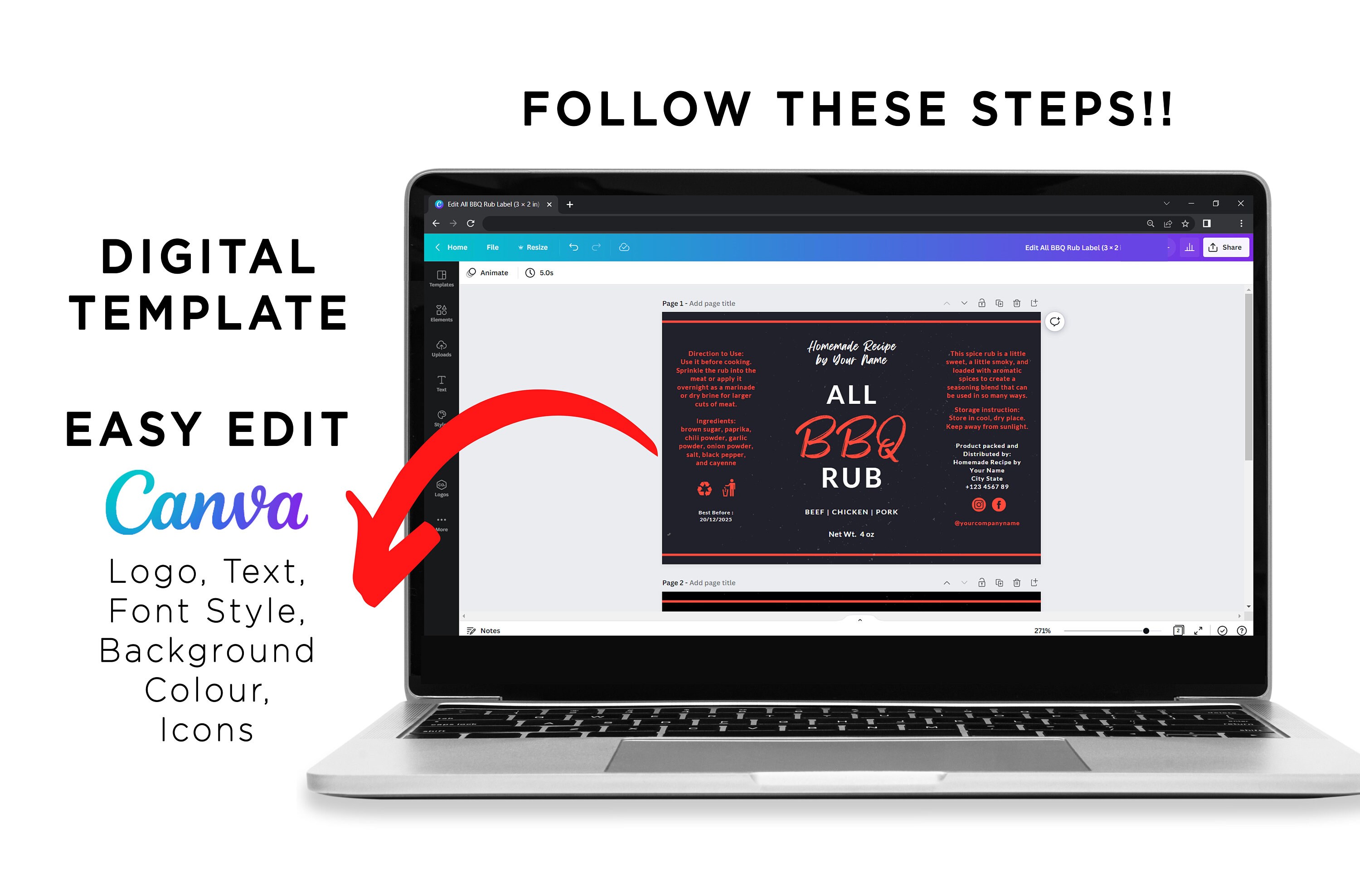 Printable BBQ Rub Wrap Label Sticker BBQ Seasoning 8oz 4oz - Etsy UK