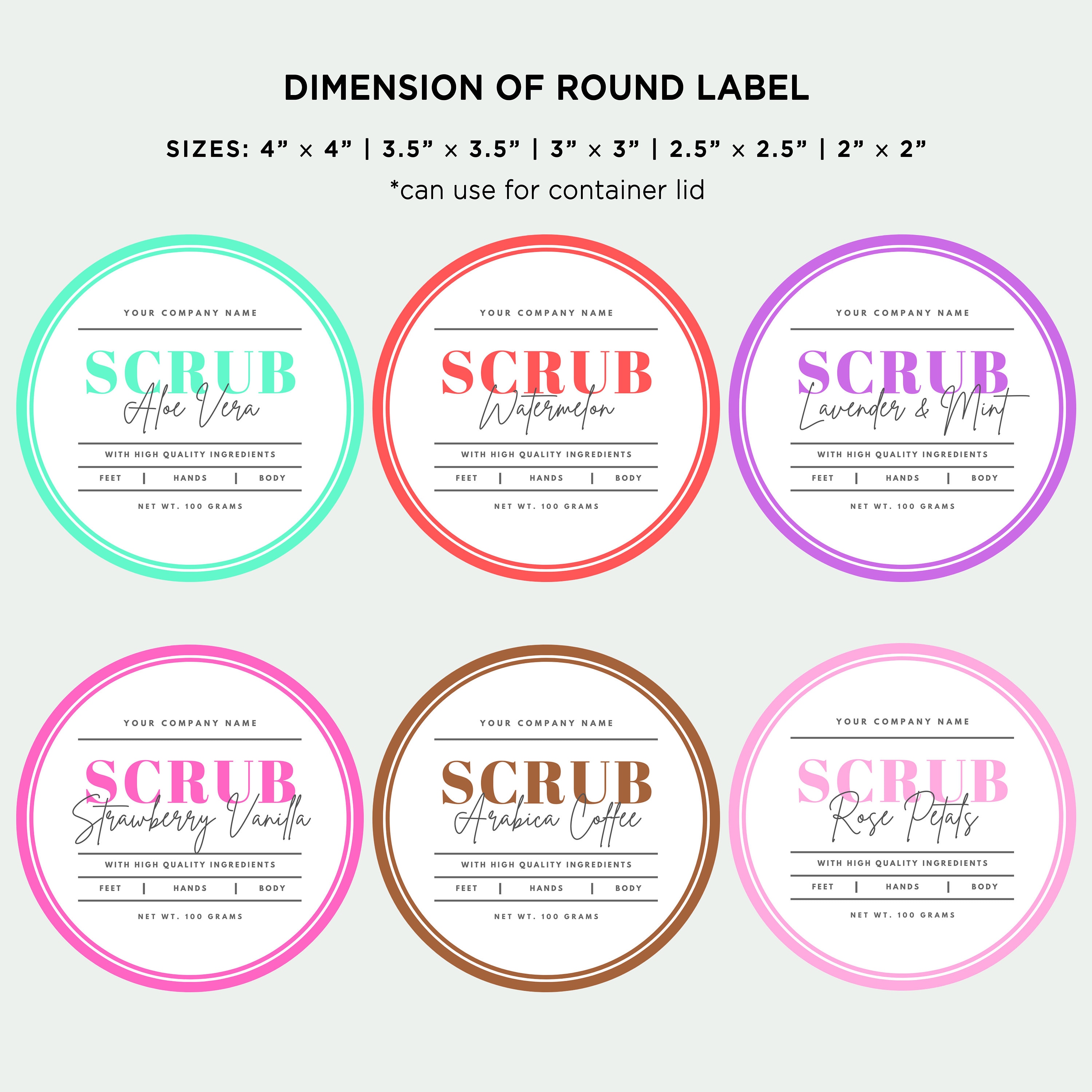 Scrub Wrap Labels, Body Scrub Label Stickers, Bath Scrub Design Labels ...