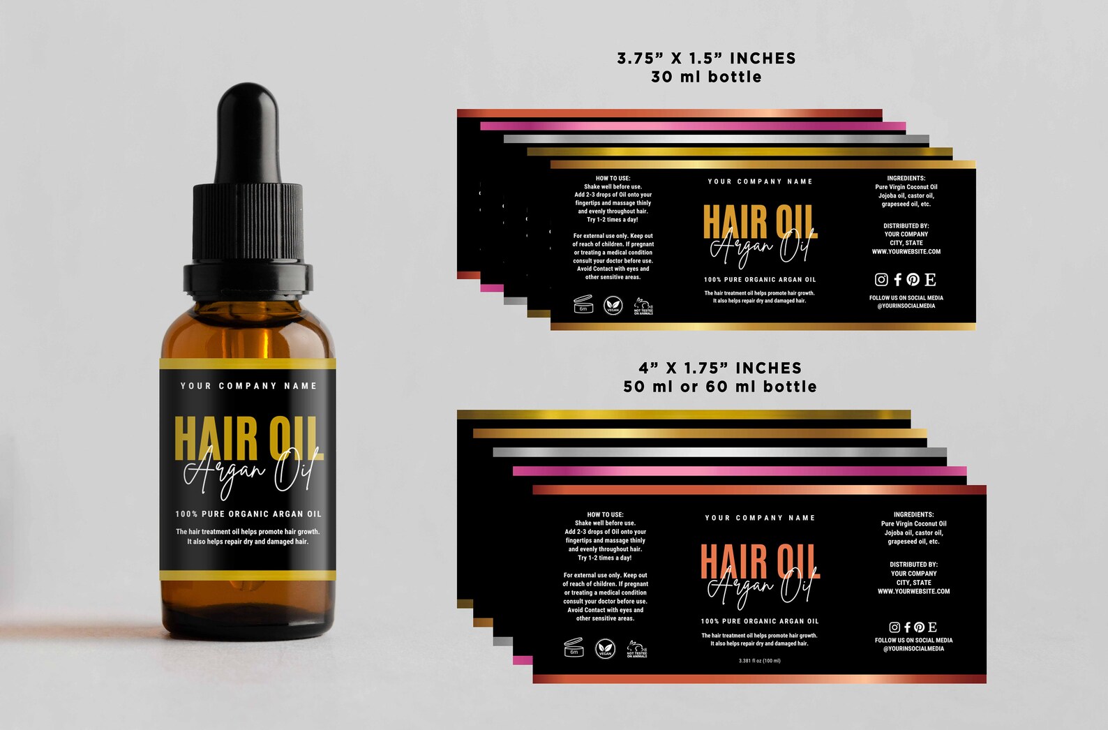 Dropper Oil Label, Hair Oil Labels, Hair Growth Oil, Dropper Bottle ...