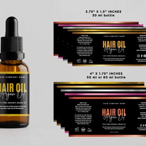 Dropper Oil Label, Hair Oil Labels, Hair Growth Oil, Dropper Bottle ...