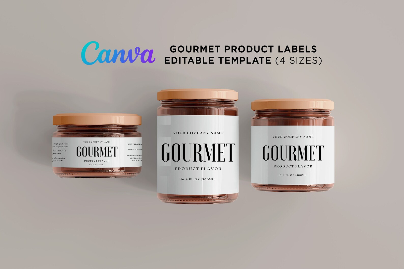 Printable Gourmet Labels, Gourmet Product Label, Jar Wrap Labels, Mason ...
