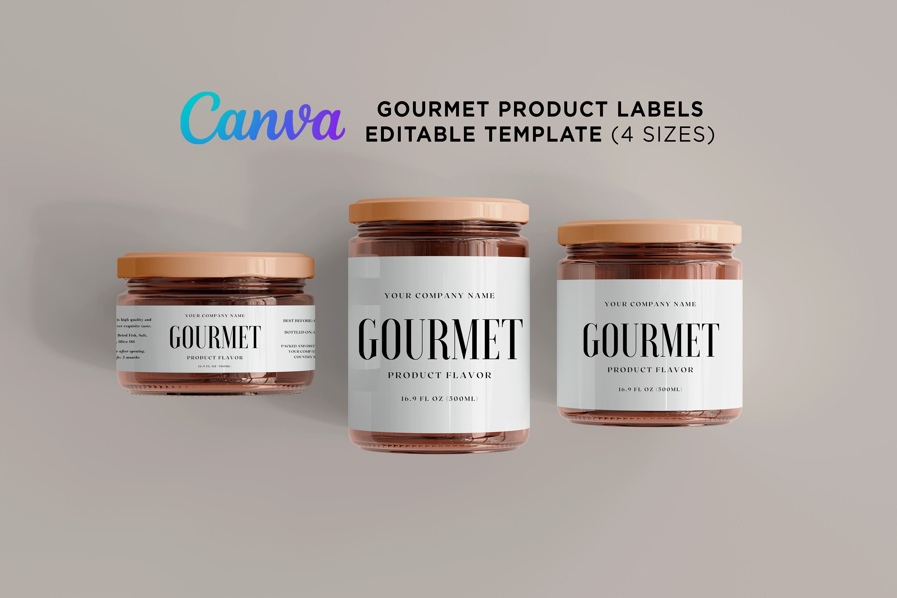 Printable Gourmet Labels, Gourmet Product Label, Jar Wrap Labels, Mason ...