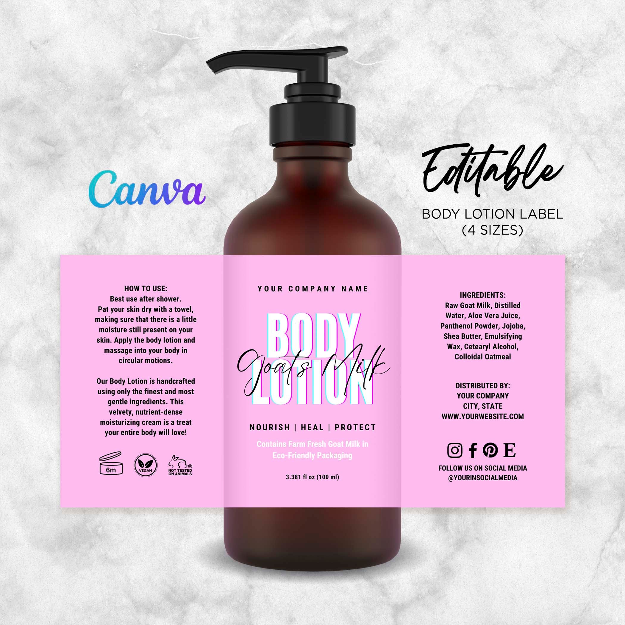 Body Lotion Label, Body Lotion Design, Lotion Label Template, Handmade ...