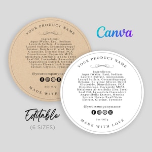 Printable Product Ingredients Label, Ingredients Back Circle Label ...