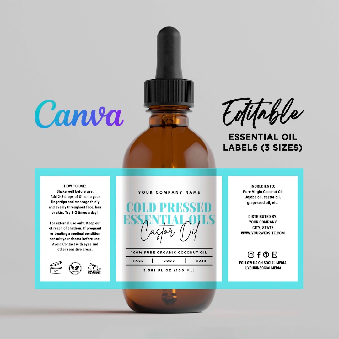 Bottle Dropper Oil Label Designs, Essential Oil Labels, Cold Pressed ...