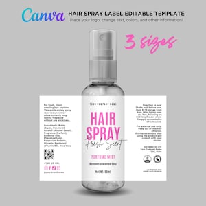 Hair Spray Label Template Canva, Hair Perfume Mist Label Design ...