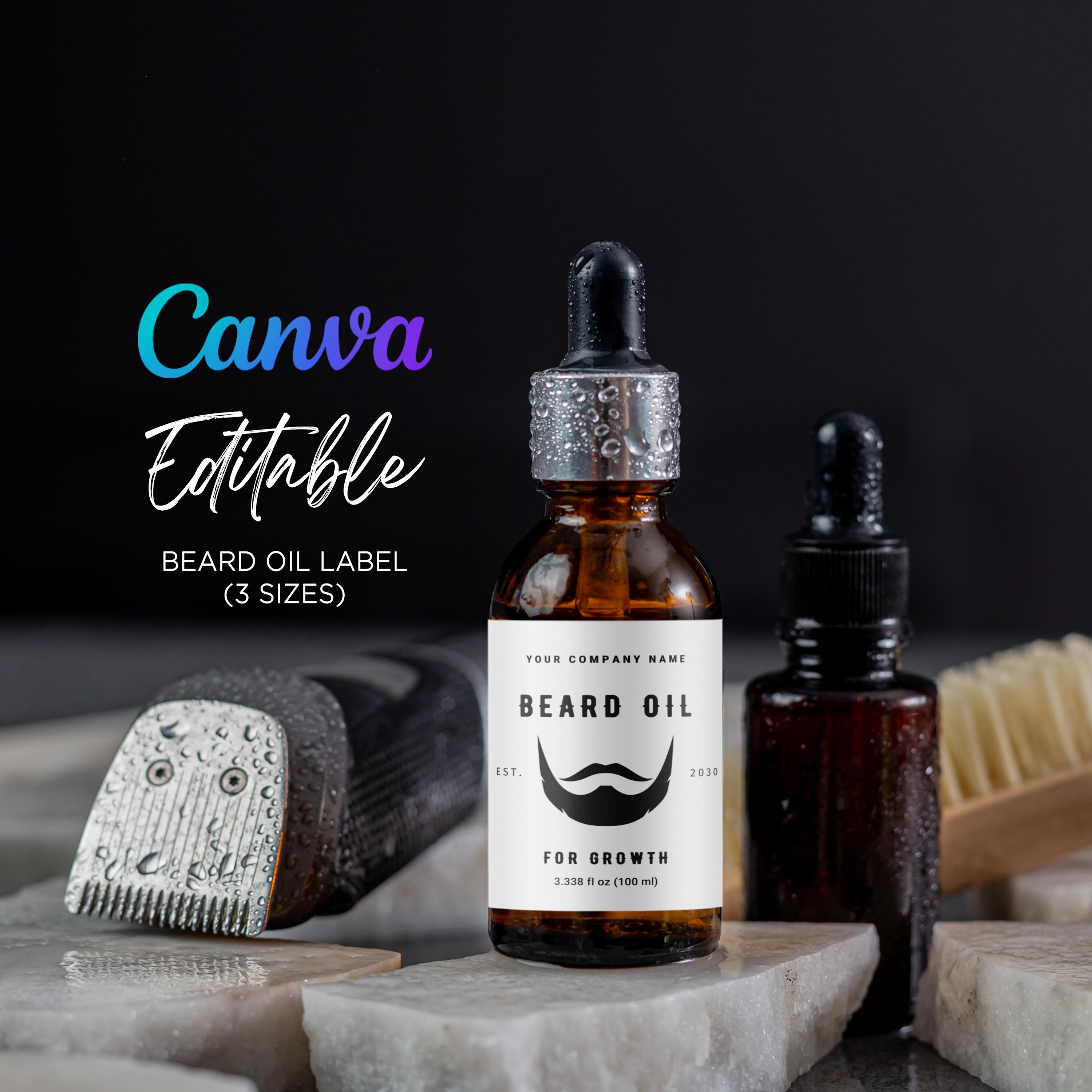 Editable Beard Oil Labels, Beard Oil Bottle Dropper Label, Beard Oil ...