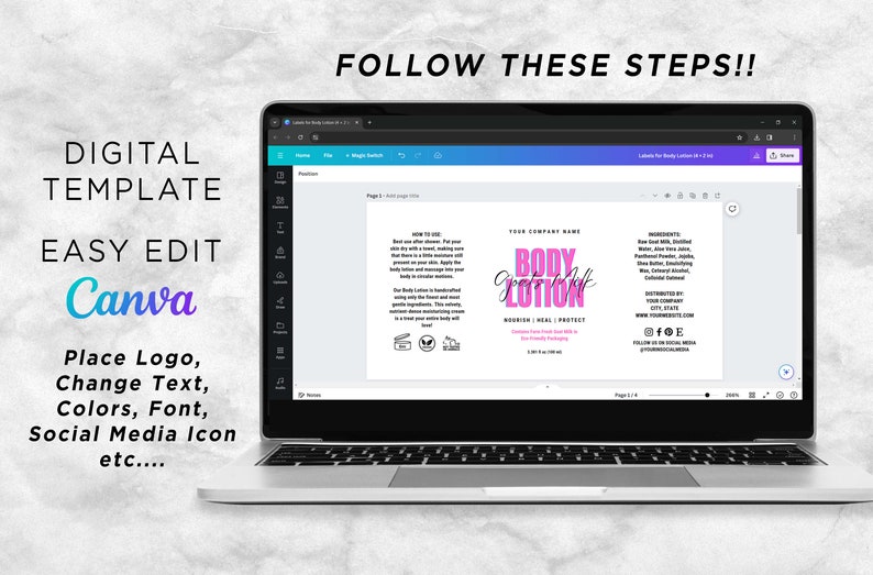 Body Lotion Label, Body Lotion Design, Lotion Label Template, Handmade ...