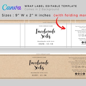 Printable Handmade Socks Wrap Labels, Cotton Socks Label Designs ...