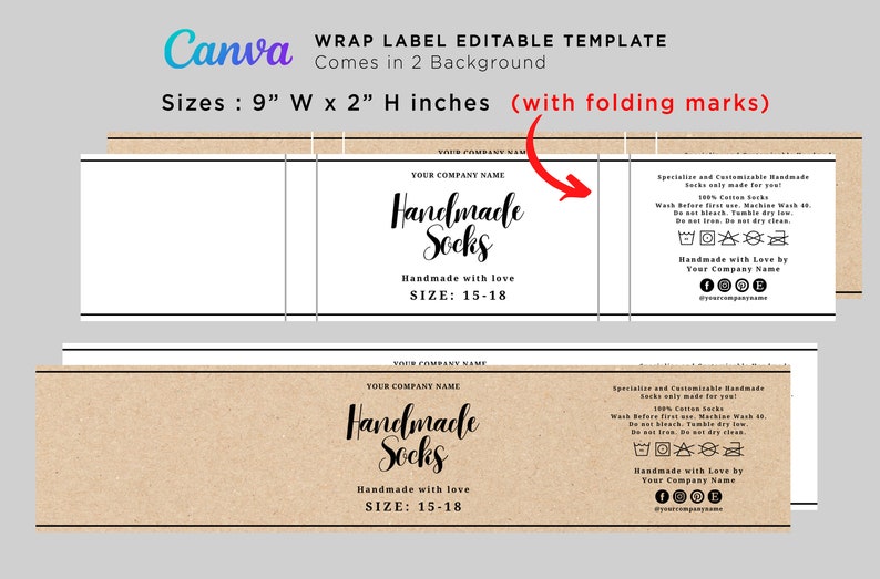Printable Handmade Socks Wrap Labels Cotton Socks Label - Etsy