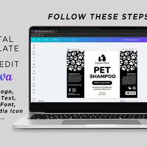 Pet Shampoo Label Template, Customizable DIY Dog Grooming Product ...