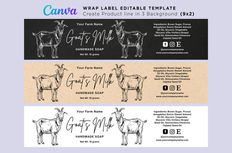 Custom Goat's Milk Soap Label, Goat's Milk Printable Wrap Template for ...