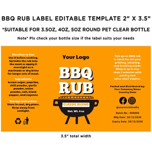 BBQ Rub Label, BBQ Spice Labels, BBQ Labels, Barbeque Rub, Spice Labels ...