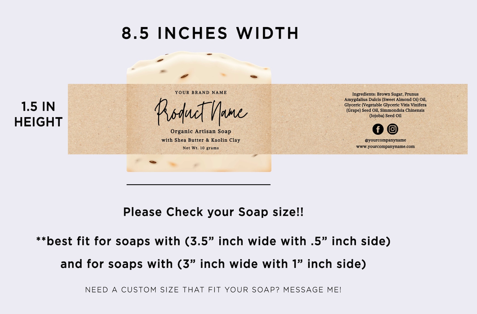 Printable Soap Label, Organic Artisan Soap Label, Custom Soap, Soap ...