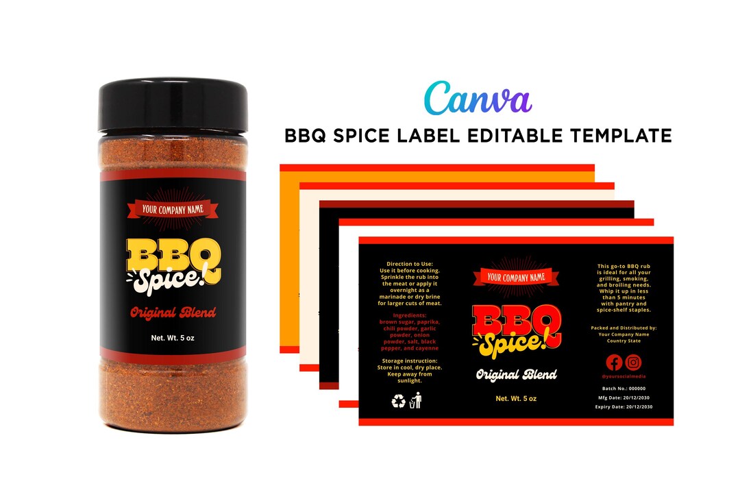 BBQ Spice, BBQ Spice Label, Barbeque Rub, BBQ Spice Jar, Barbeque Spice ...