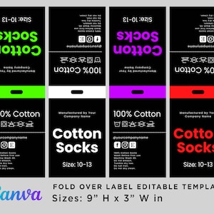 Socks Label Template, Personalized Socks, Printable Socks Label, Socks ...