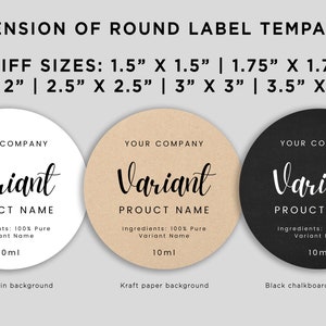 Printable Variant Product Round Label, Circle Label Sticker for Canning ...