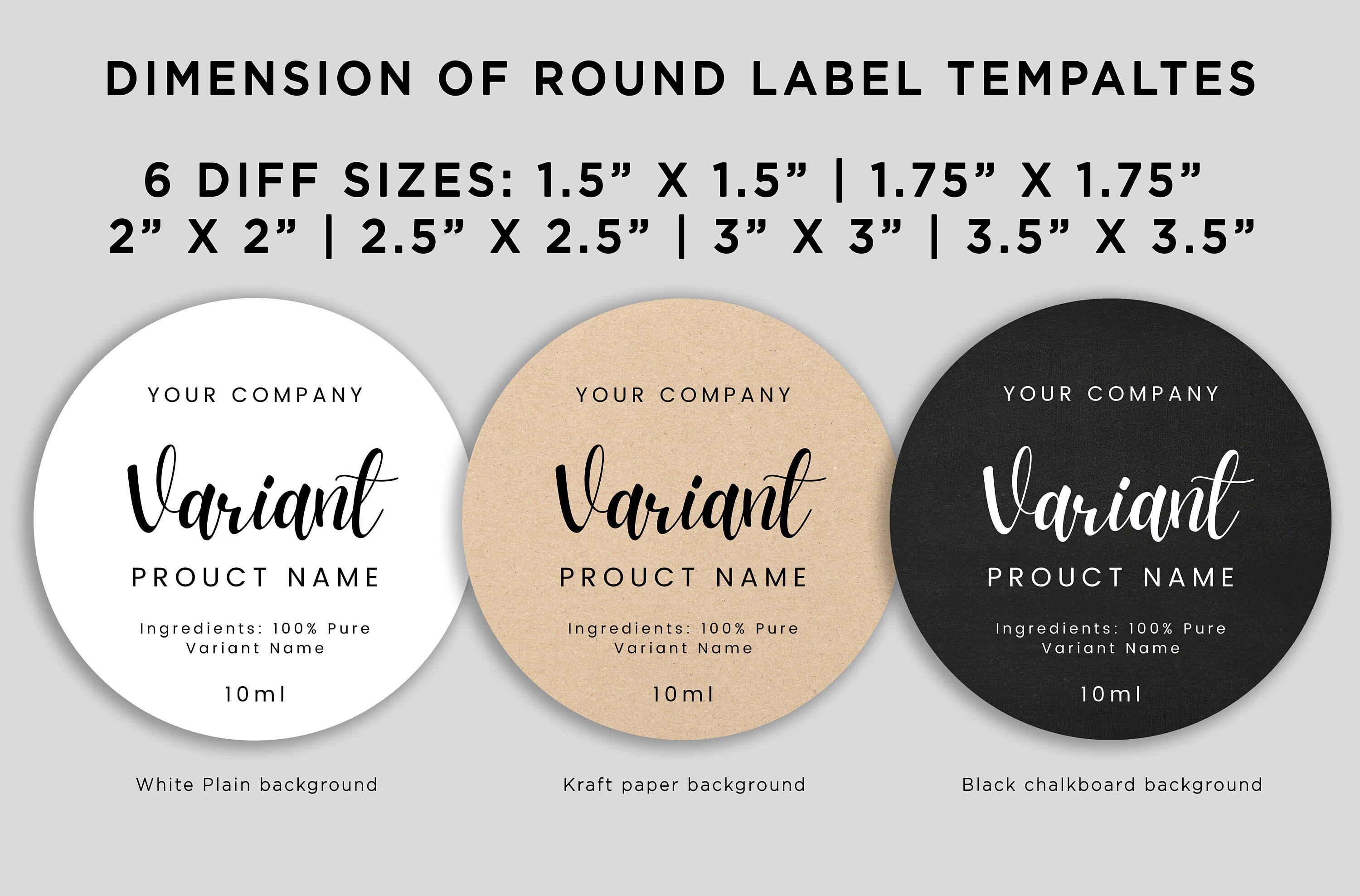 Printable Variant Product Round Label, Circle Label Sticker for Canning ...