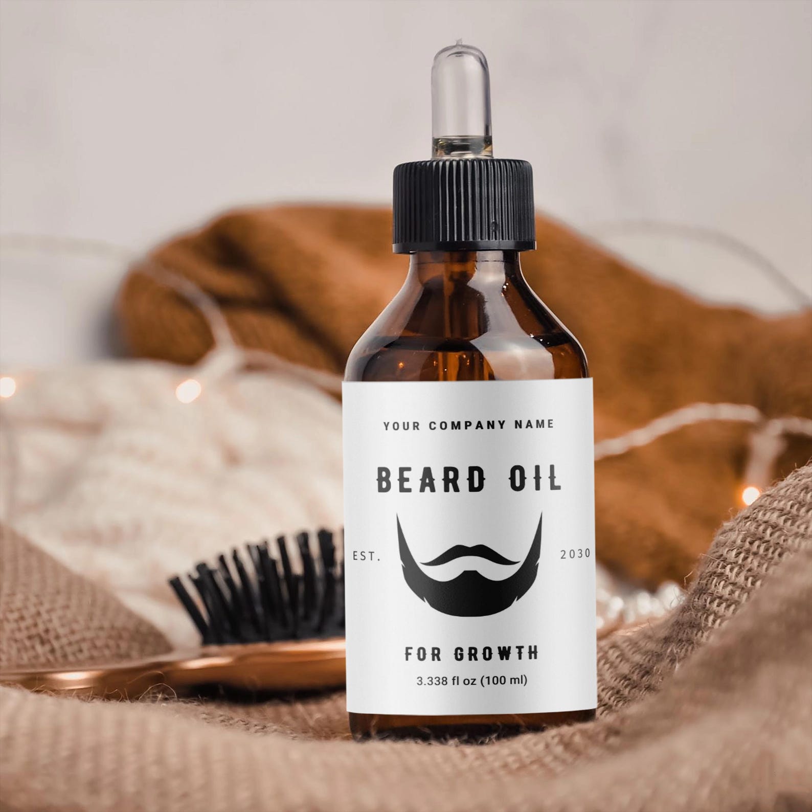 Editable Beard Oil Labels, Beard Oil Bottle Dropper Label, Beard Oil ...
