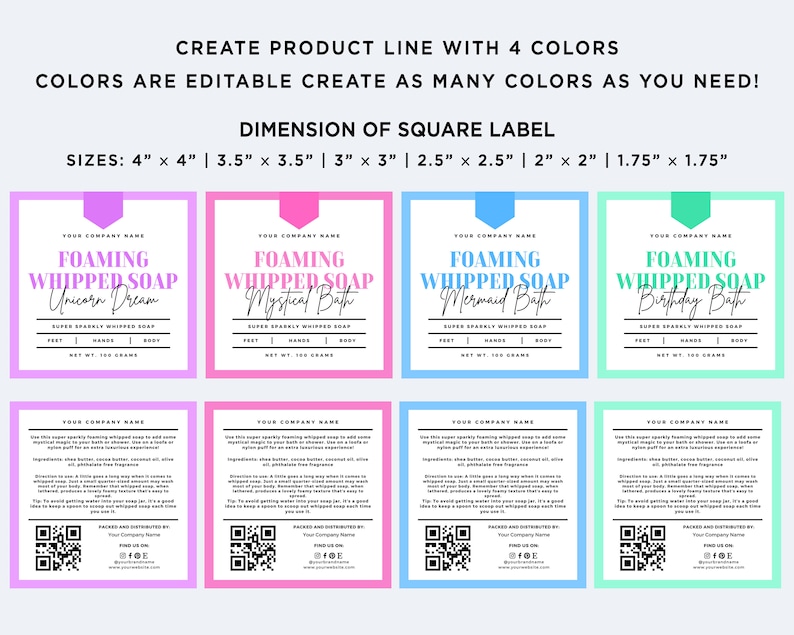 Printable Whipped Soap Label, Foaming Whipped Soap, Fluffy Soap Labels ...