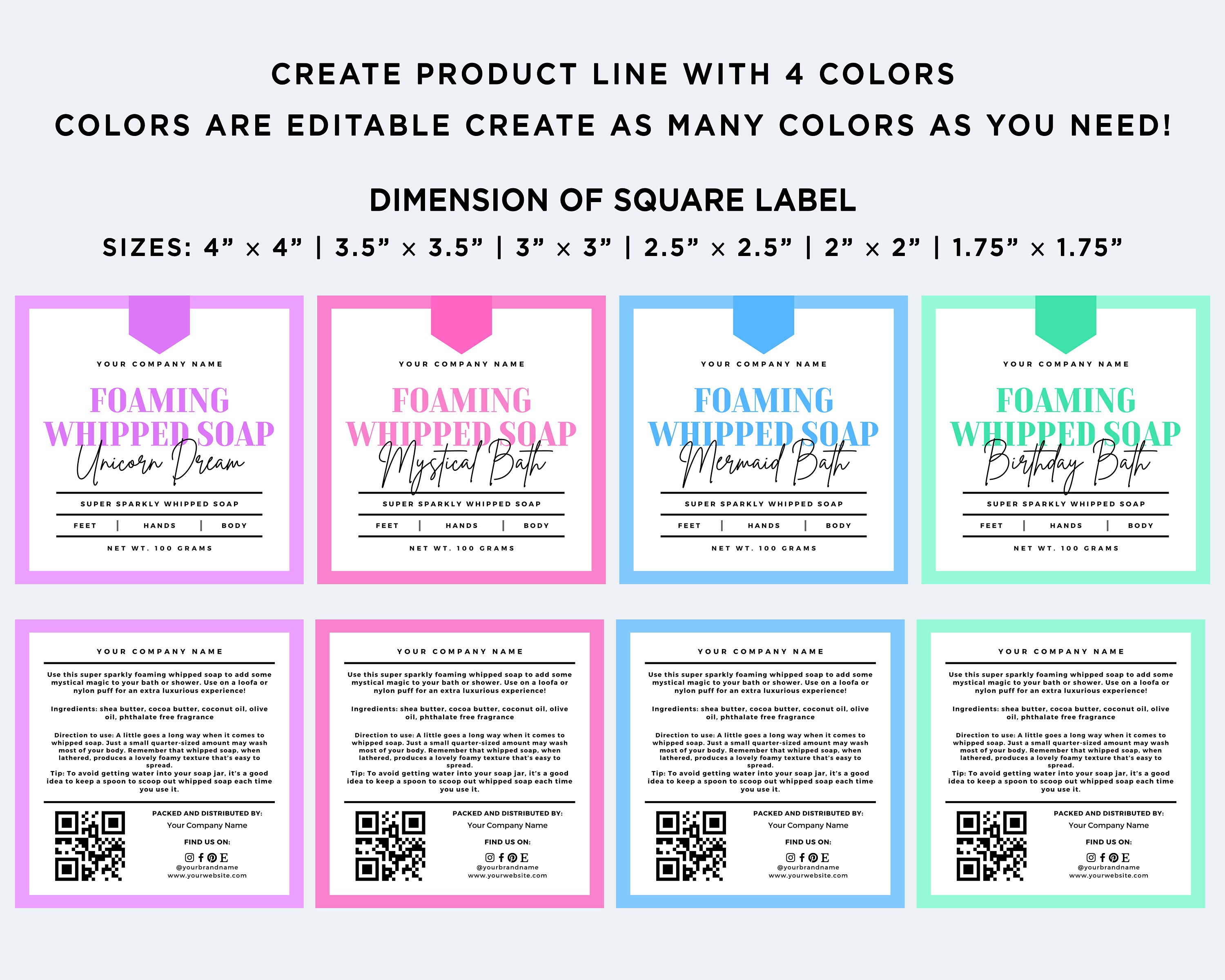 Printable Whipped Soap Label, Foaming Whipped Soap, Fluffy Soap Labels ...