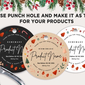 Christmas Theme Round Labels, Printable Christmas Round Tags, Christmas ...