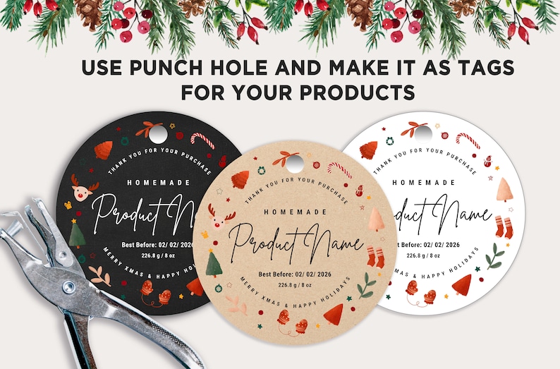 Christmas Theme Round Labels, Printable Christmas Round Tags, Christmas ...