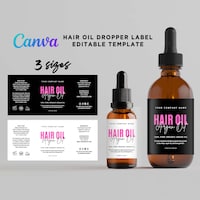 Hair Growth Oil Label Template, DIY Hair Oil Label Canva Templates ...