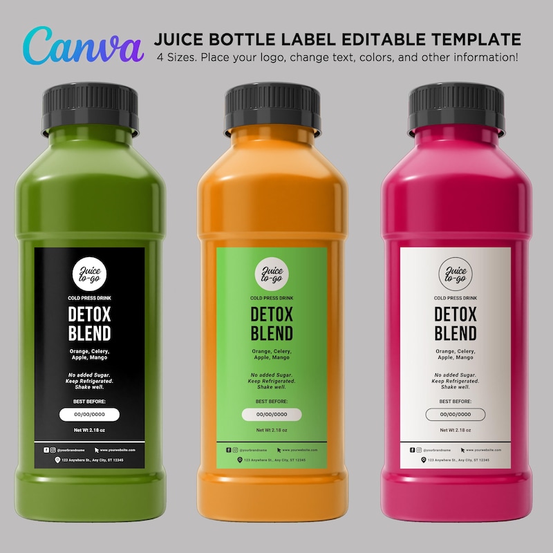Juice Bottle Labels - Etsy
