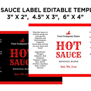 Hot Sauce Label Template, Design for Hot Sauce, Hot Sauce 5oz Bottle ...