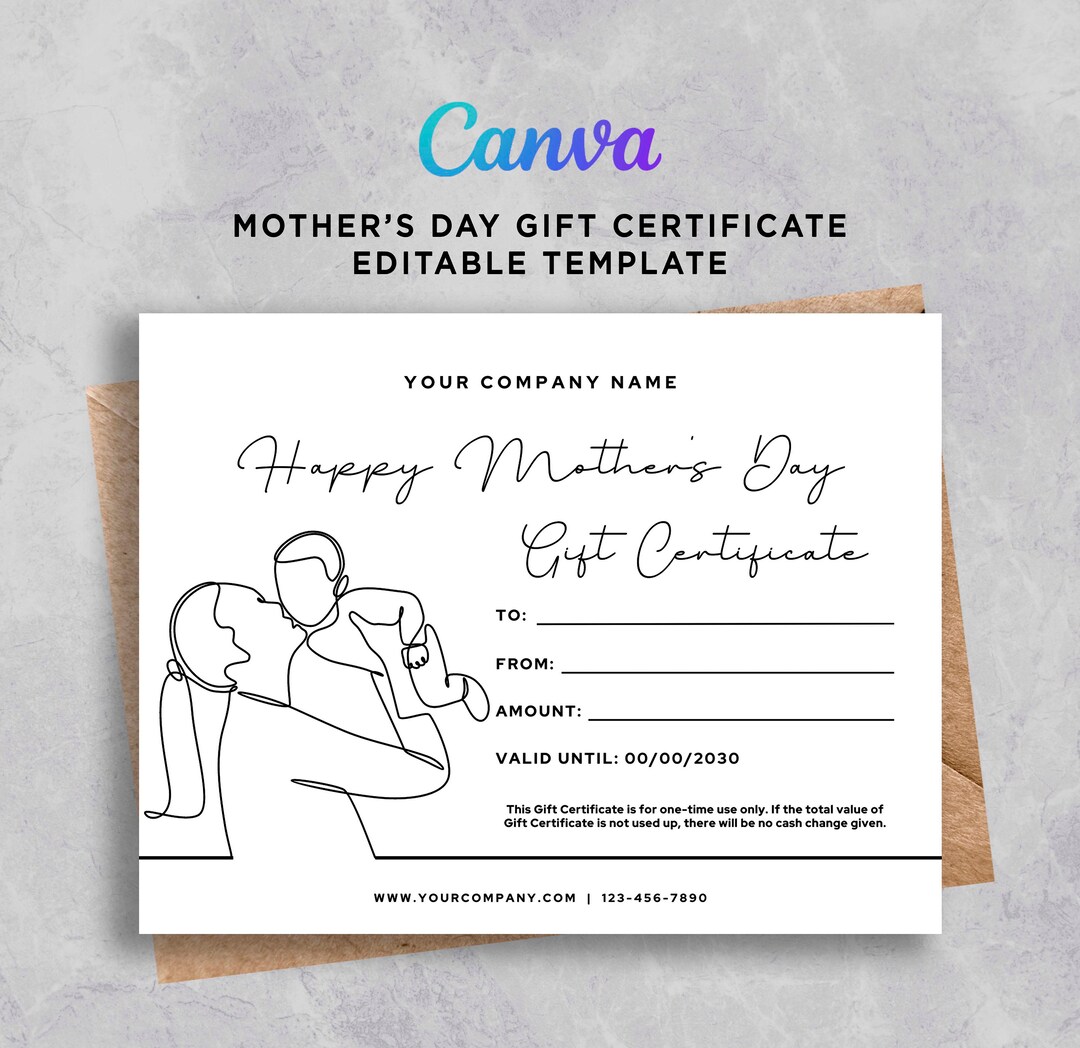 Mothers Day Gift Certificate, Mother's Day Vouchers, Gift Cards for Mom ...