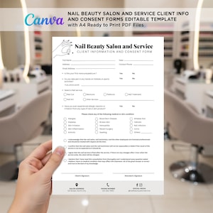 Nail Beauty Salon Forms, Nail Technician Forms, Nail Salon Client ...
