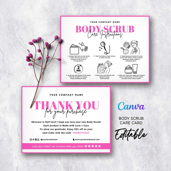 Body Scrub Care Card - Etsy