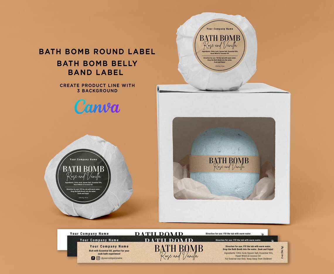 Printable Bath Bombs Design Label Bath Bomb Belly Band Label - Etsy