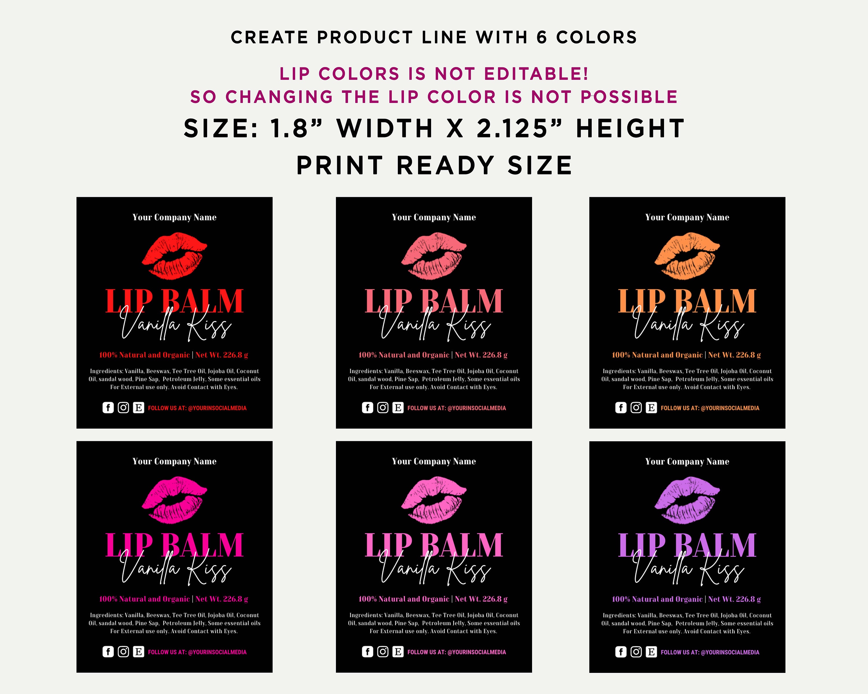 Lip Balm Wrap Label Sticker, Lip Chapstick Labels, Lip Balm Black Label ...