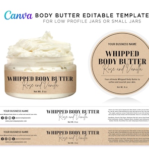 Printable Whipped Body Butter Wrap Label Low Profile Jars, Whipped Body ...